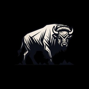 Geometric Bison Black Line Art: Wildlife Stencil, Logo (digital ...