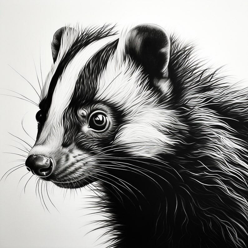 Skunk Black Line Art: Wildlife Stencil, Logo, Tattoo (digital Download ...