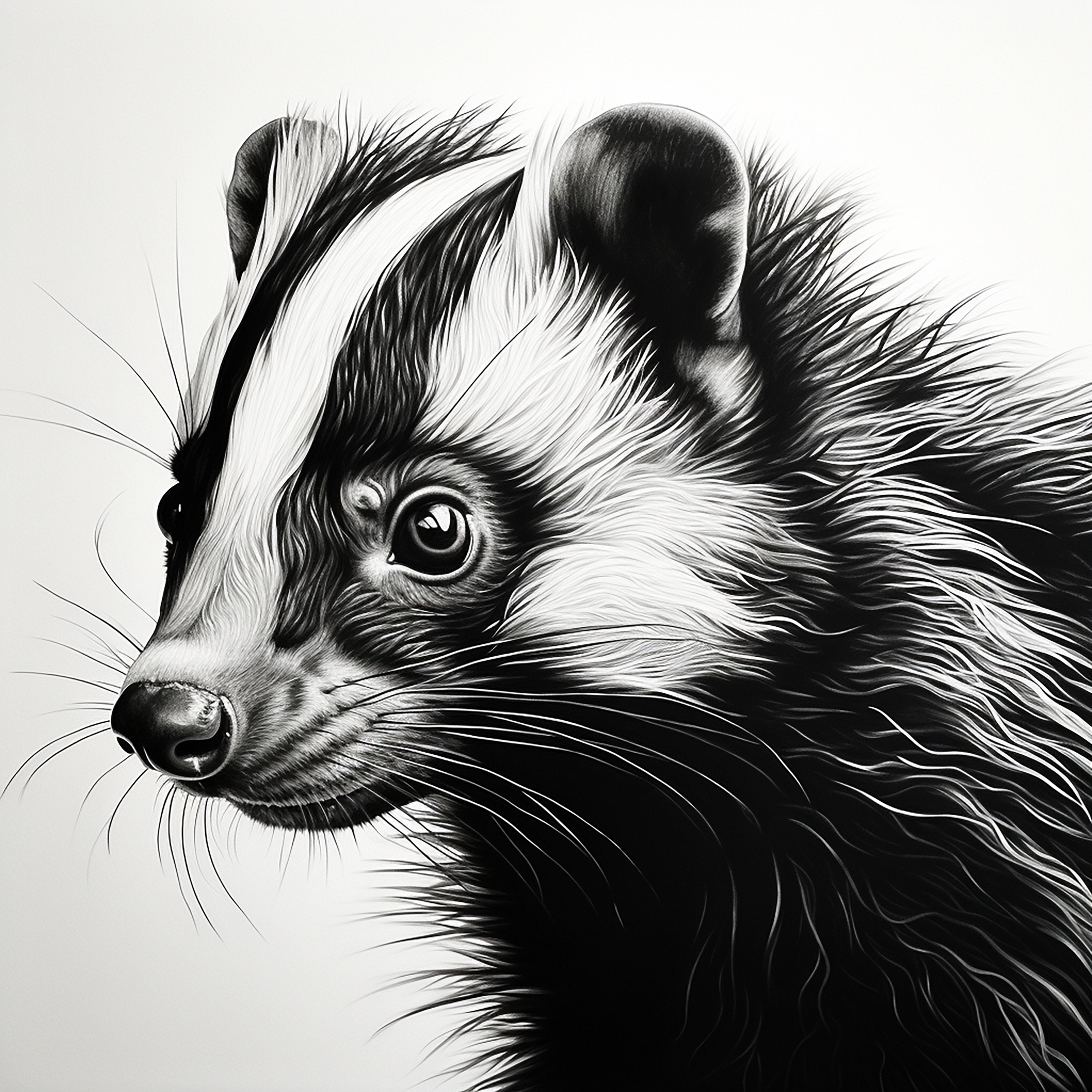 Skunk Black Line Clip Art, Printable Wildlife Animal Decal for Sticker ...