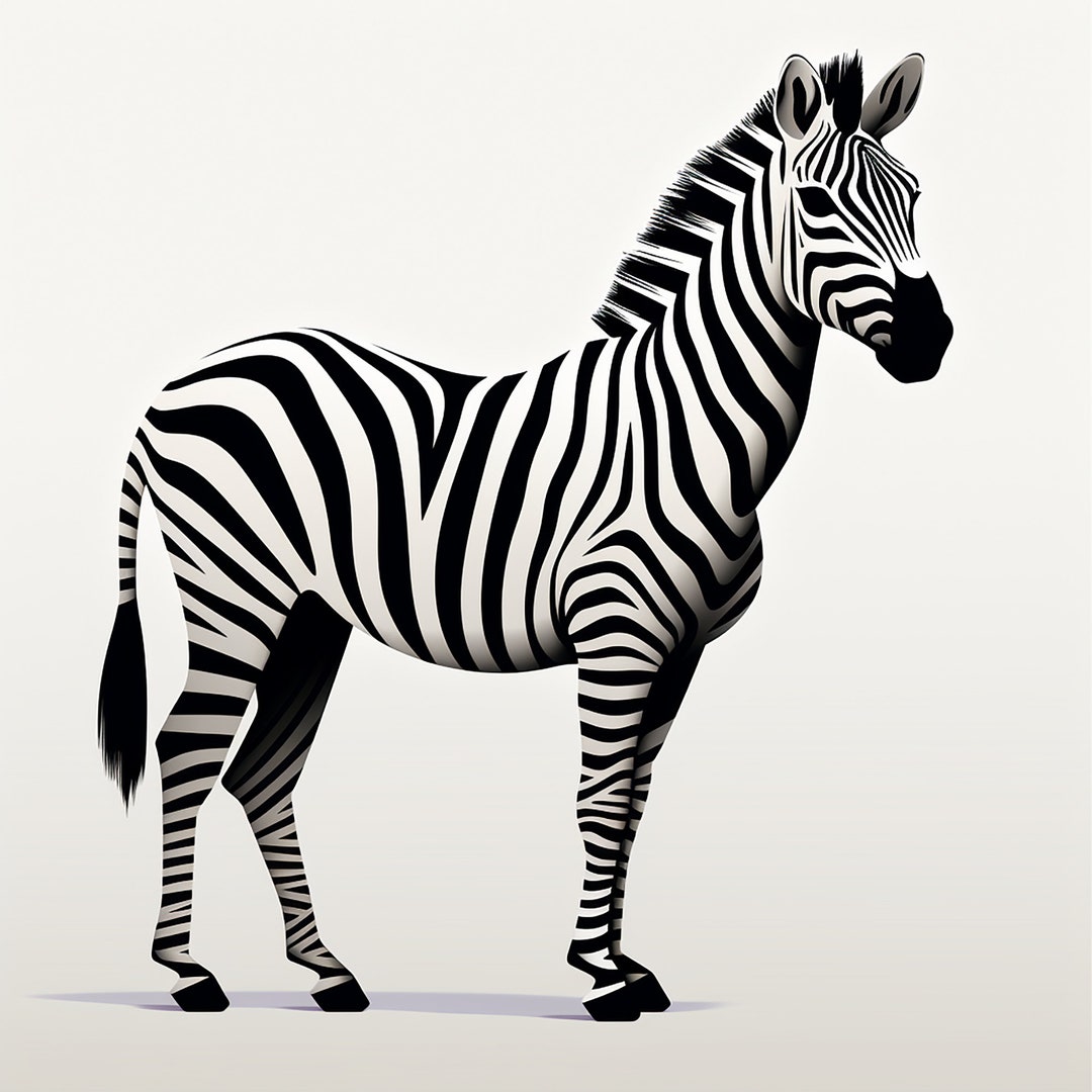 Zebra Full Body Black Line Clip Art Illustration, Printable Wildlife ...