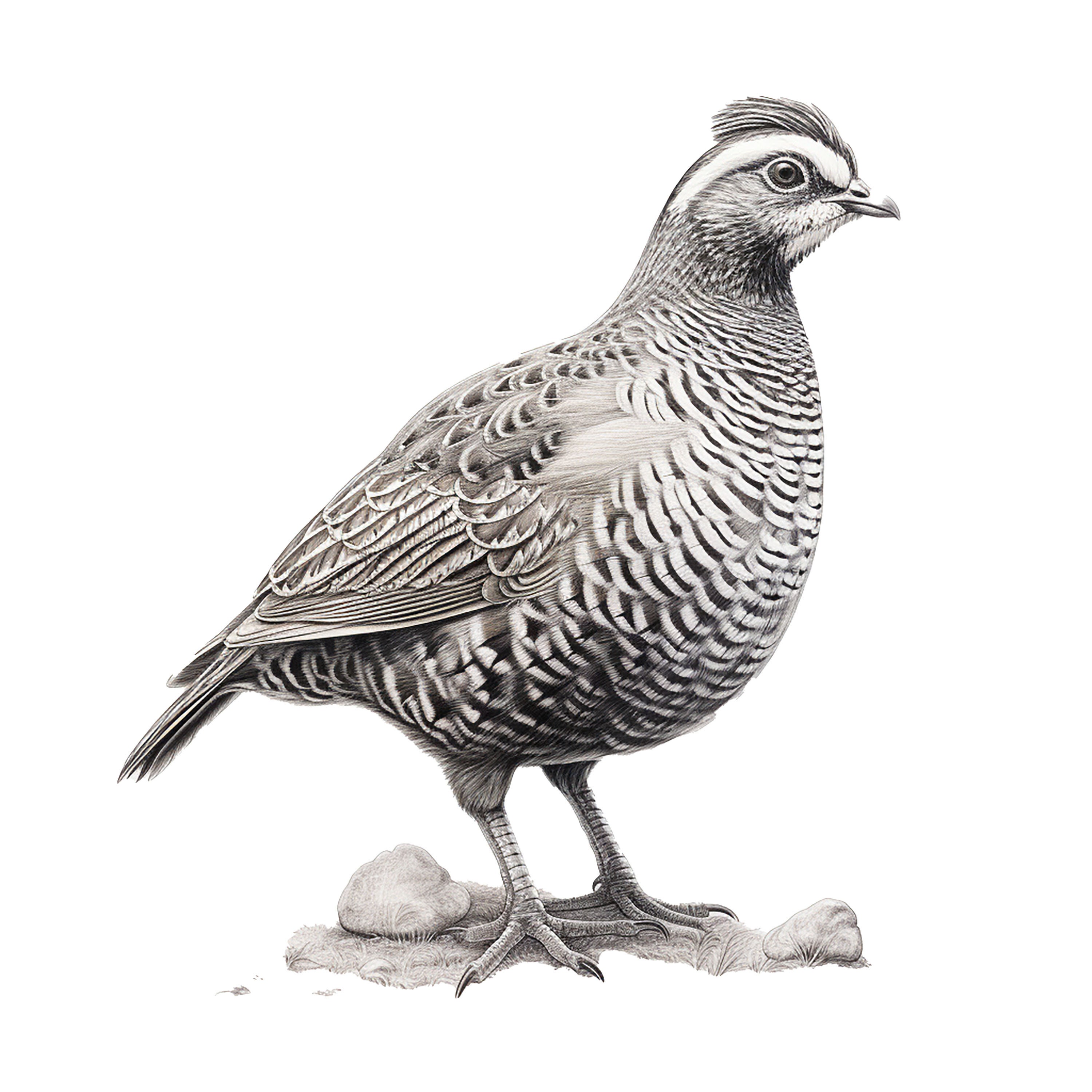 Quail Fine Line Clip Art, Printable Realistic Bird Instant Download for ...