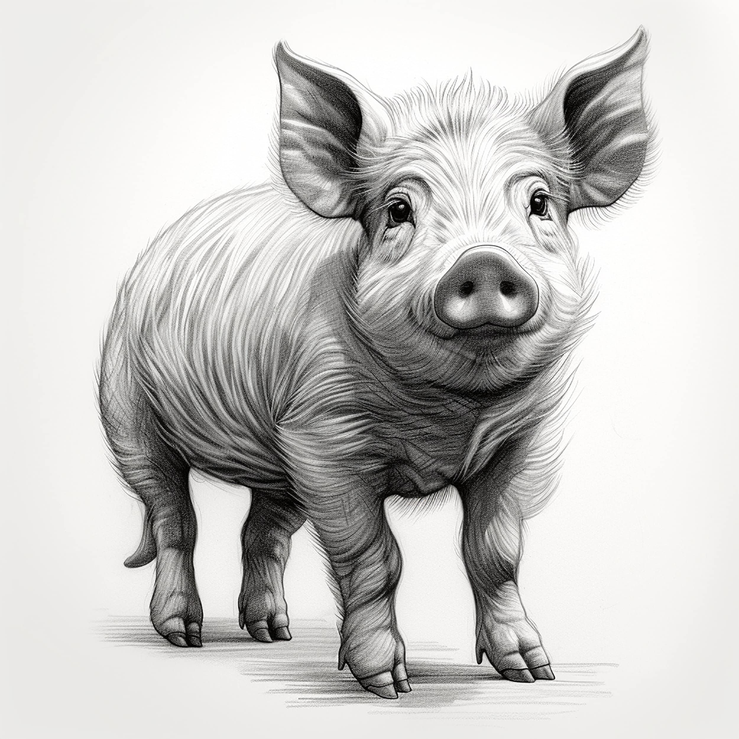 Pig Portrait Clip Art Illustration, Realistic Piglet Portrait for ...