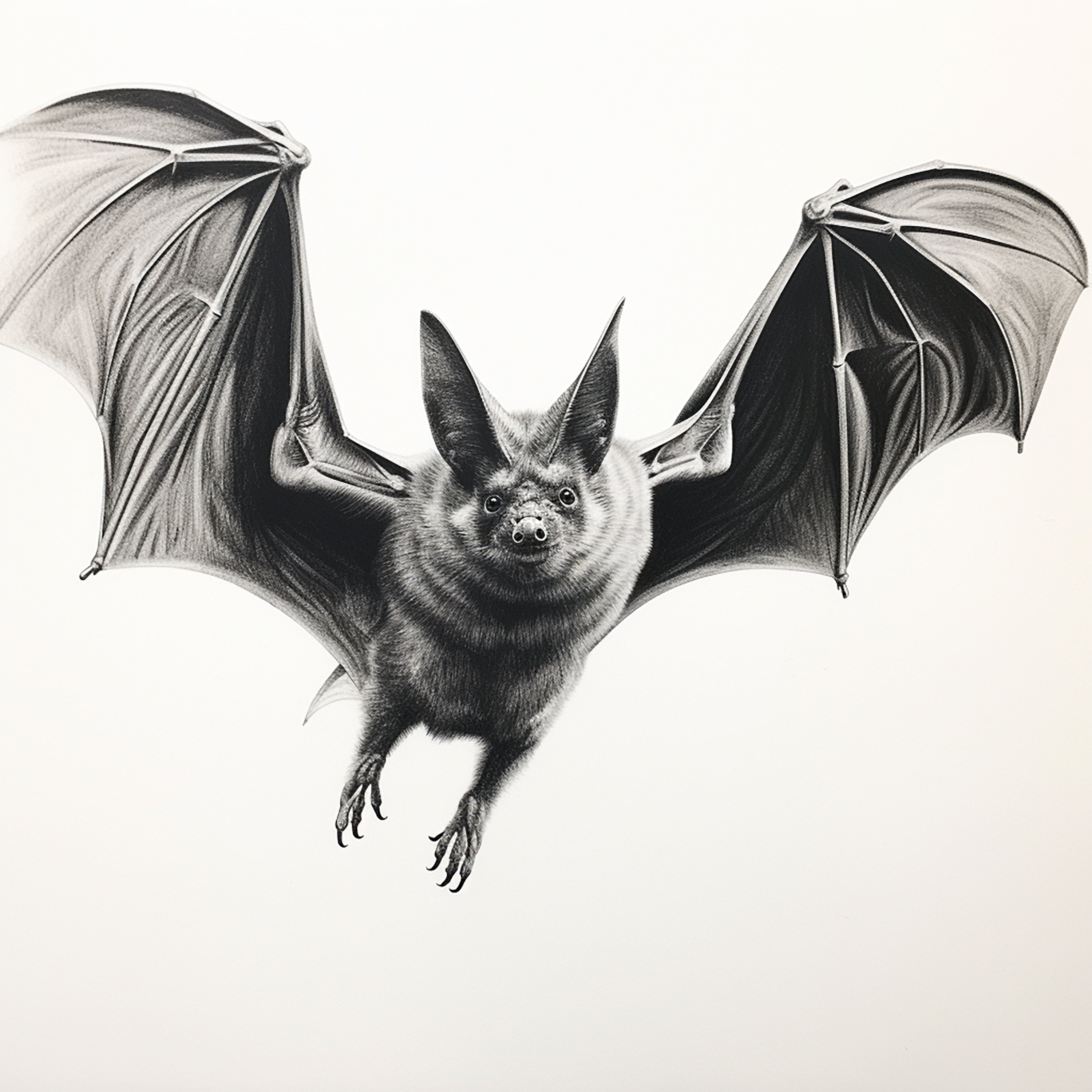 Flying Bat Illustration, Printable Wildlife Animal Instant Download for ...