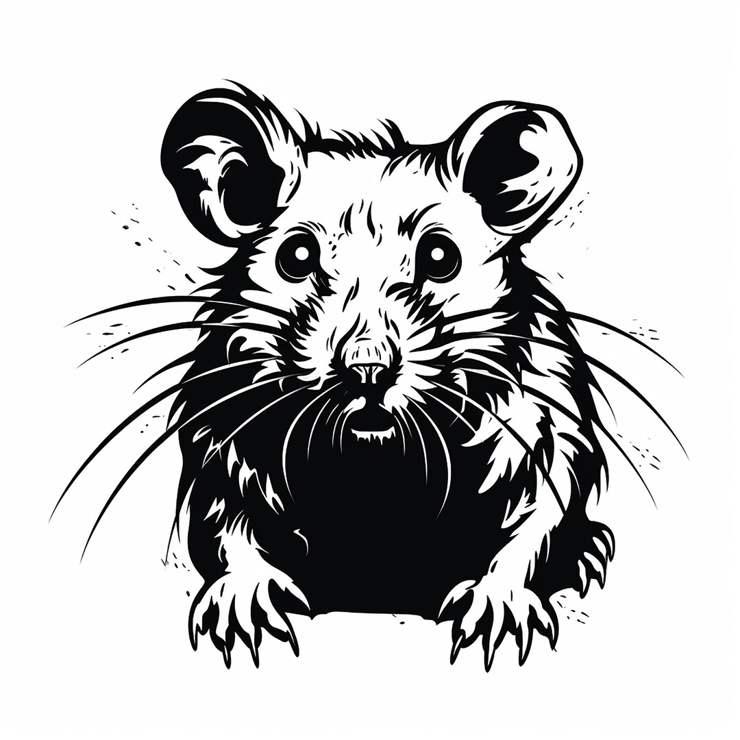 Rat Line Art: Black Rodent Clipart for Cricut, Stencil, Woodburning ...