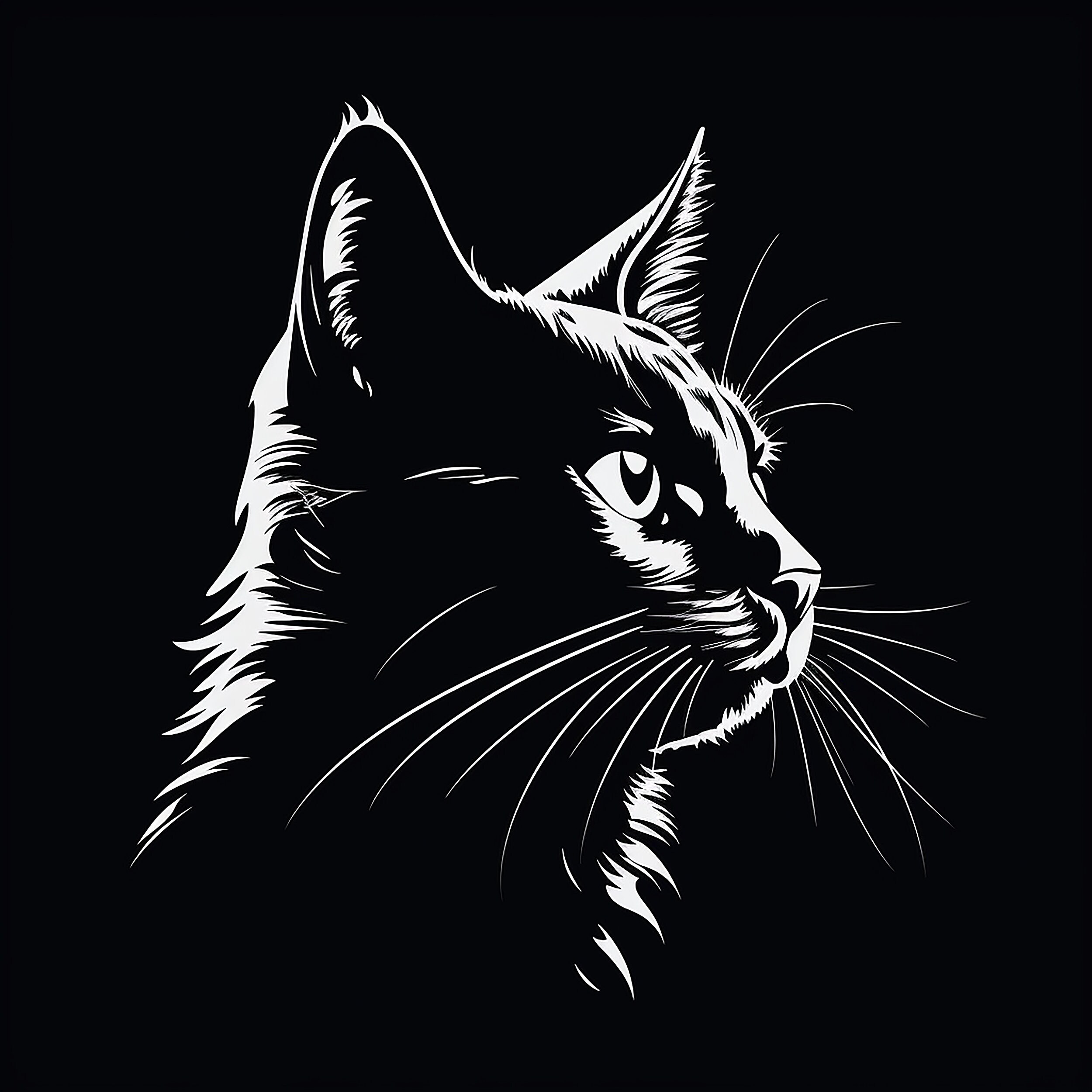 Black Cat Clip Art Illustration, Simple Pet Portrait Design, Printable ...