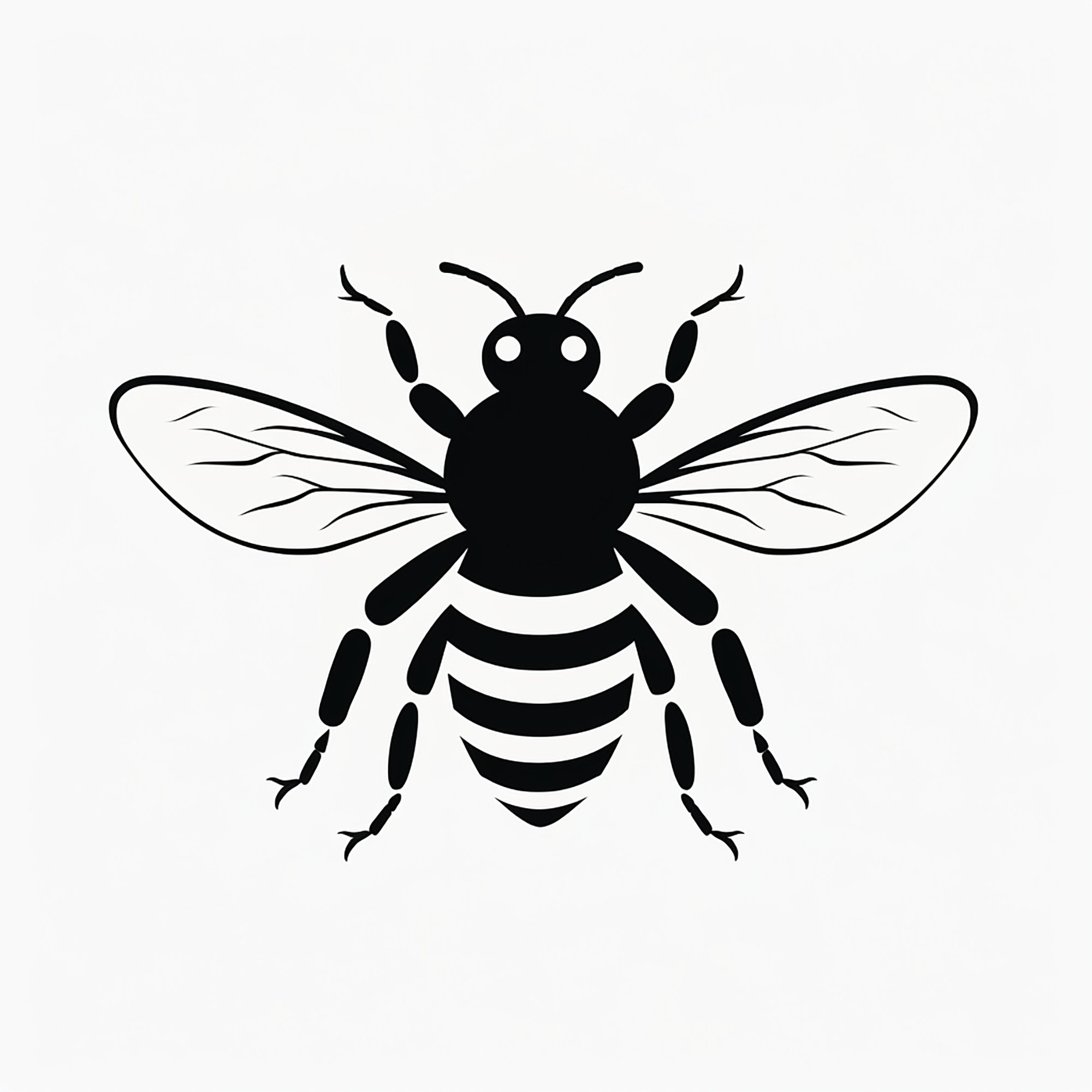 Bumblebee Simple Black Line Clip Art, Bee Stencil, Sticker, Logo ...