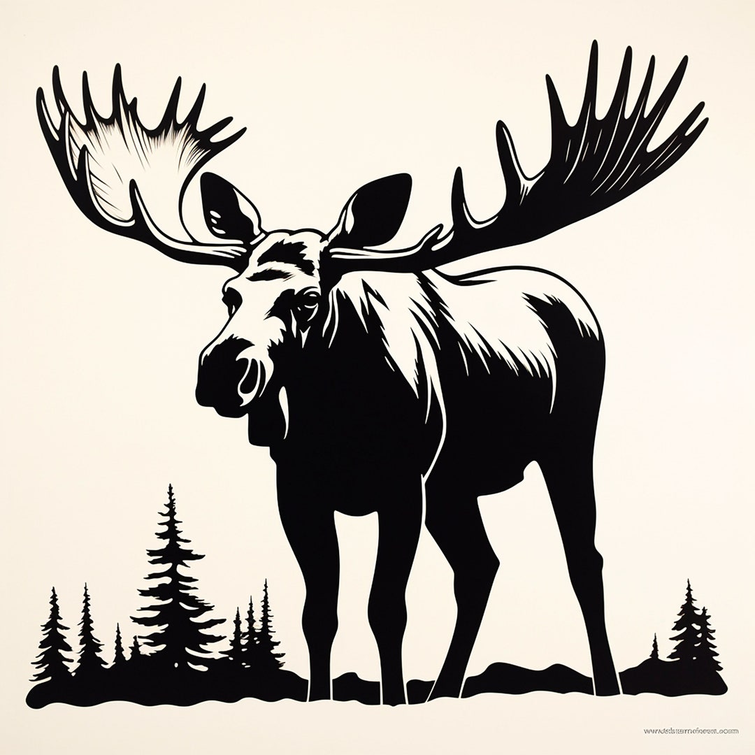 Moose Clip Art: Wildlife Animal Stencil, Vector Art (PNG, JPEG) - Etsy