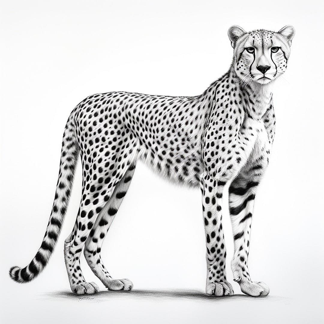 Cheetah Illustration: Realistic Wildlife Clip Art (PNG, JPEG) - Etsy