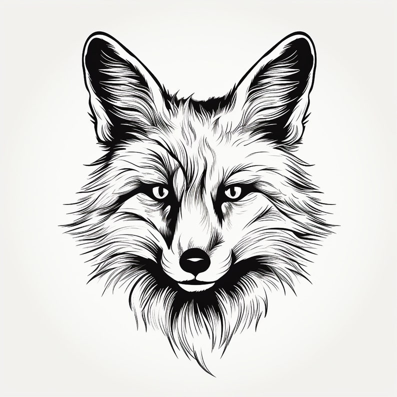 Fox Black Line Clip Art Illustration, Simple Line Art Design for ...