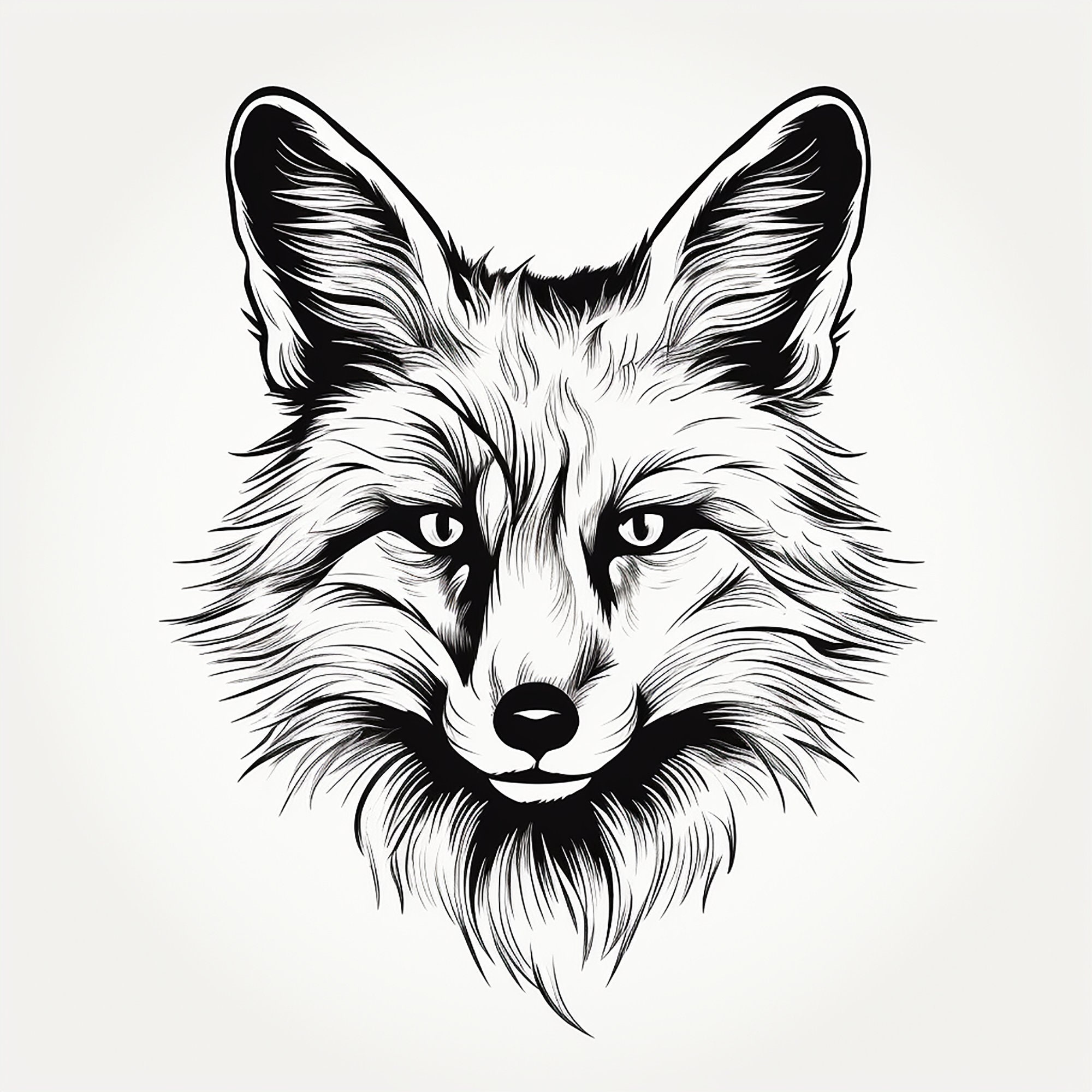 Fox Black Line Clip Art Illustration, Simple Line Art Design for ...