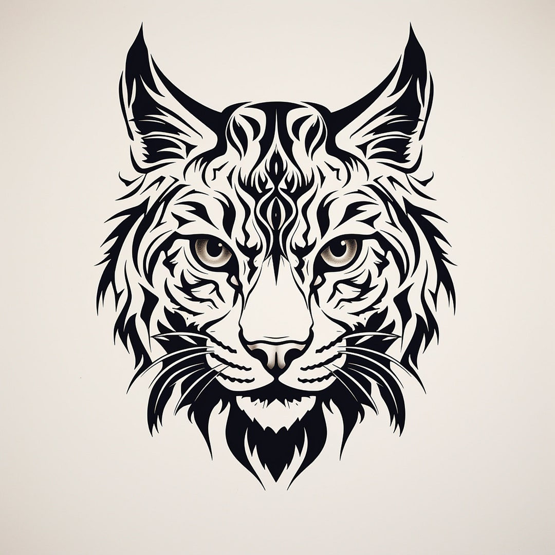 Lynx Black Line Clip Art Illustration, Printable Wildlife Animal ...