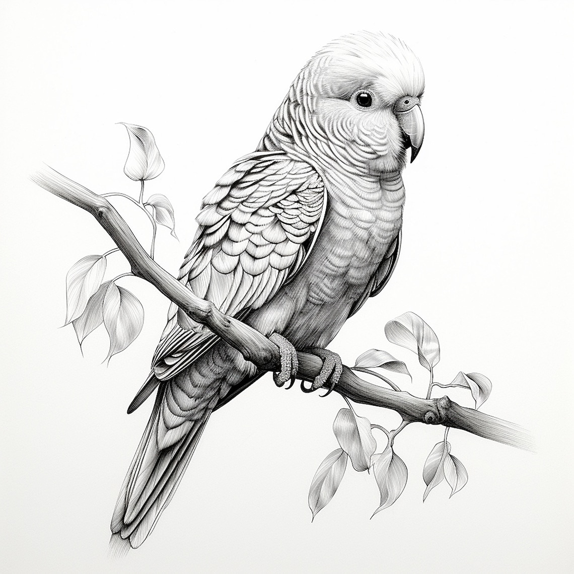 Budgerigar Fine Line Bird Portrait, Printable Budgie Bird Image for ...