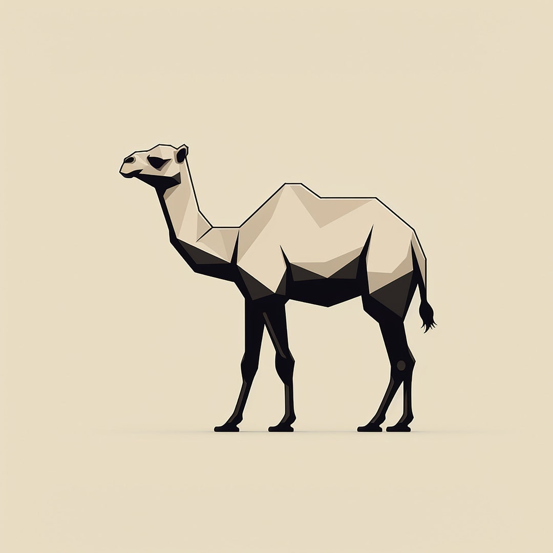 Minimalist Camel Illustration: Wildlife Animal Clip Art (digital ...