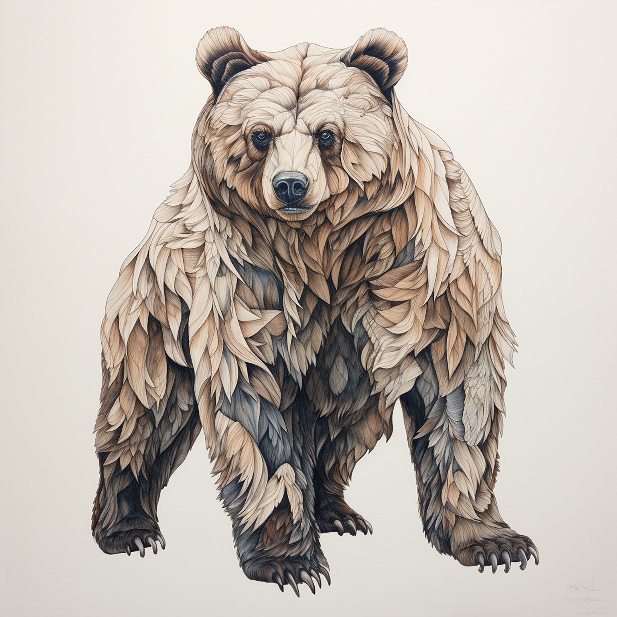 Geometric Grizzly Bear Clip Art Illustration Wildlife Animal - Etsy