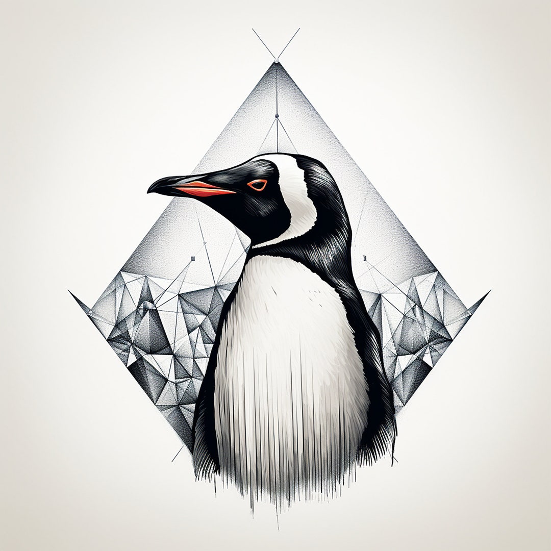 Penguin Color Clip Art Illustration Abstract Geometric Arctic - Etsy