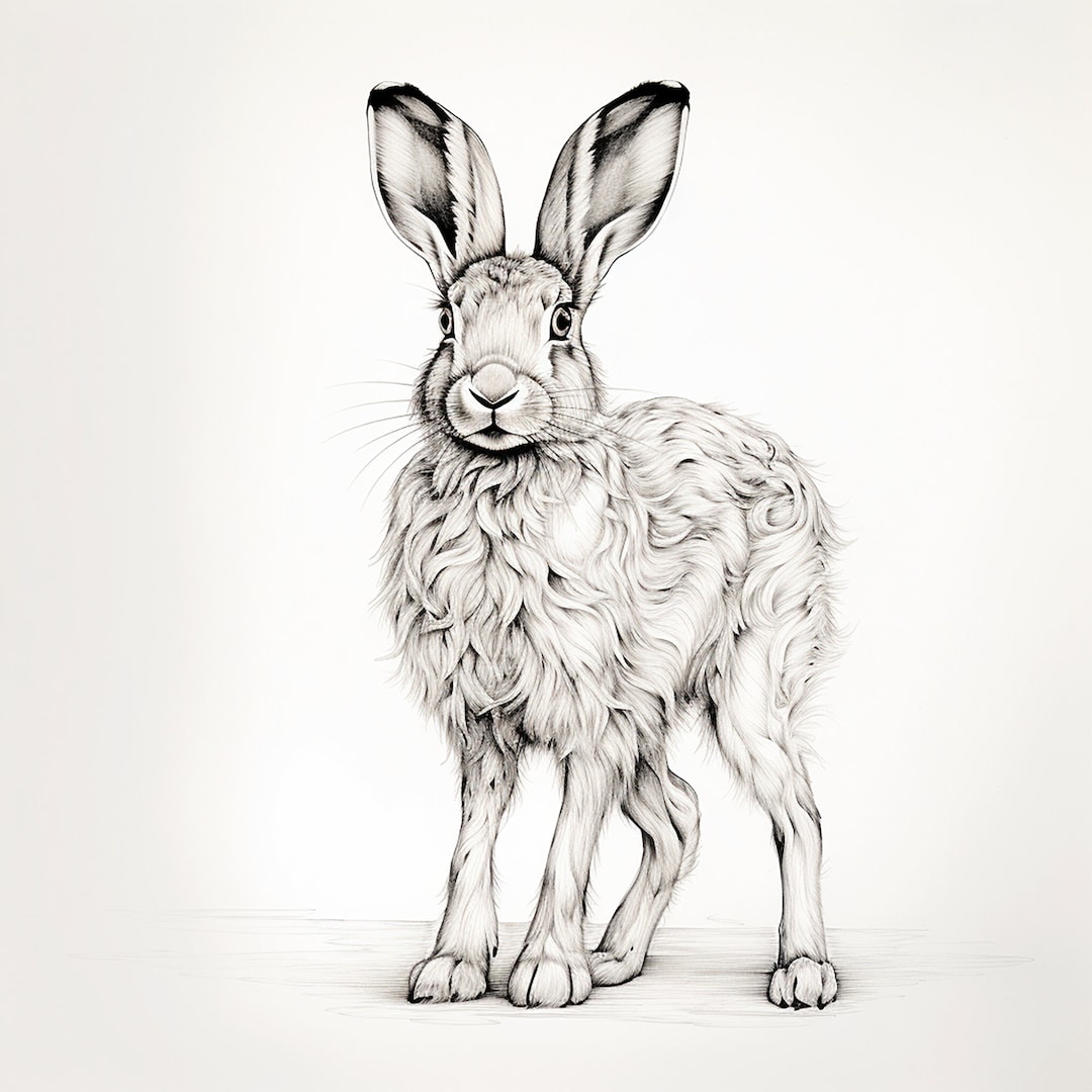 Desert Hare Portrait: Realistic Rabbit Illustration (digital Download ...