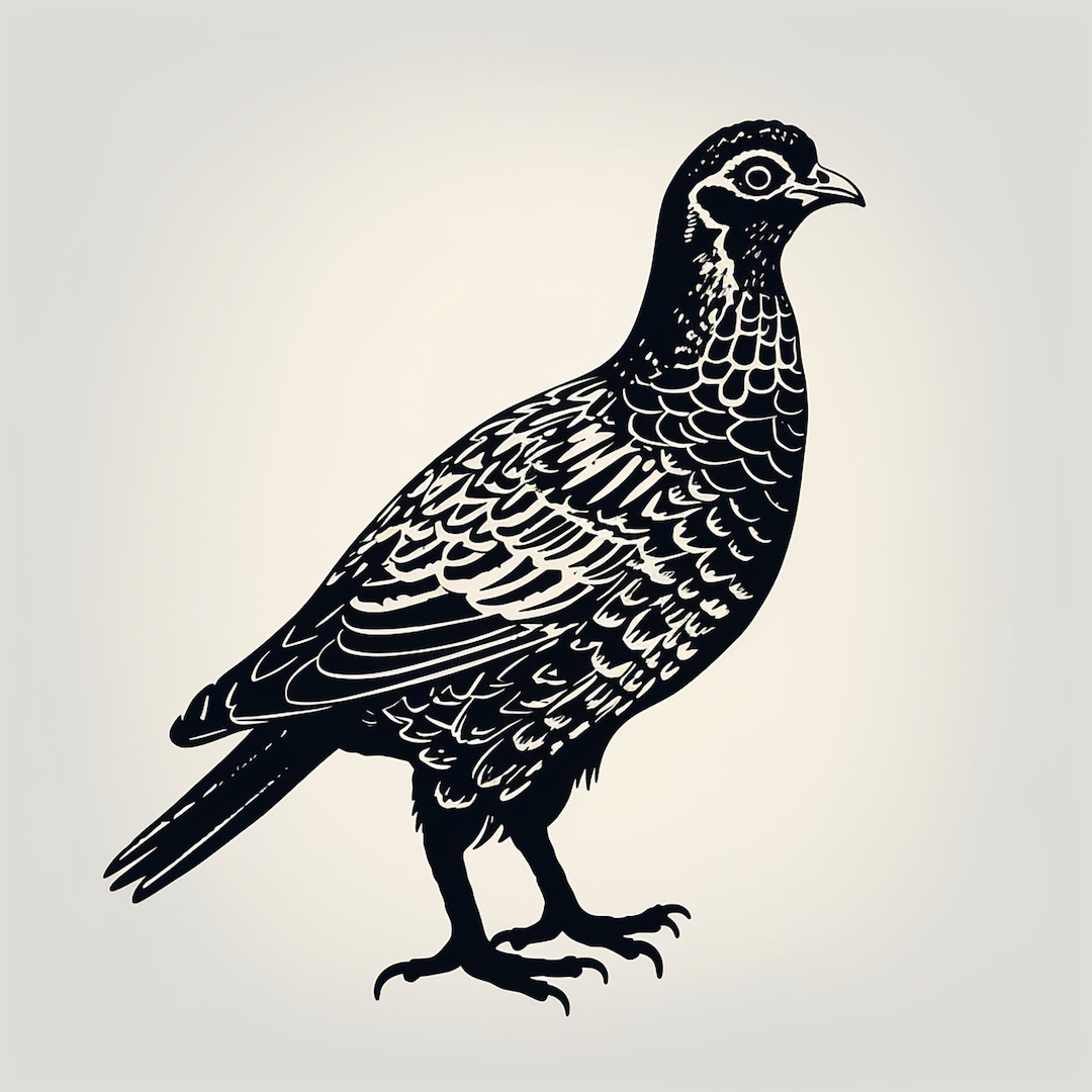 Grouse Solid Black Line Clip Art, Bird Illustration for Sticker ...