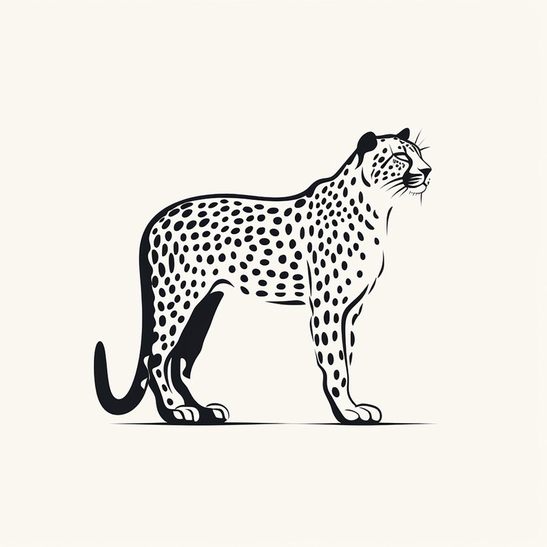 Minimalist Cheetah Clip Art: Black Wildlife Animal Decal (PNG, JPEG) - Etsy