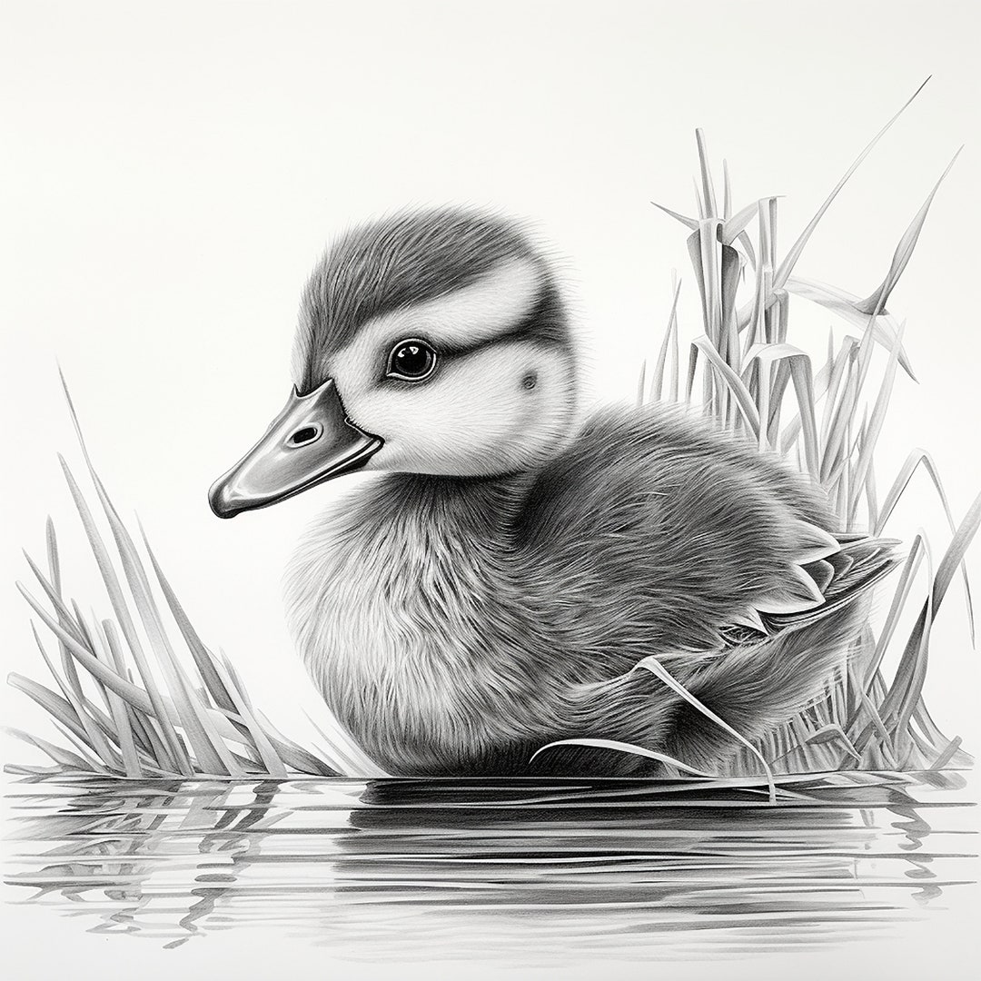 Duckling Portrait Illustration: Realistic Wildlife Art (PNG, JPEG) - Etsy