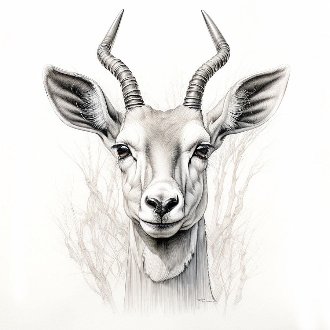 Impala Fine Line Animal Portrait, Printable Coloring Page, Sticker ...