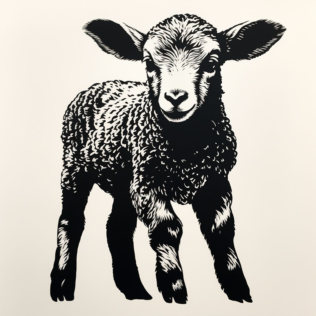 Lamb Solid Black Line Stencil, Printable Animal Clip Art for Sticker ...