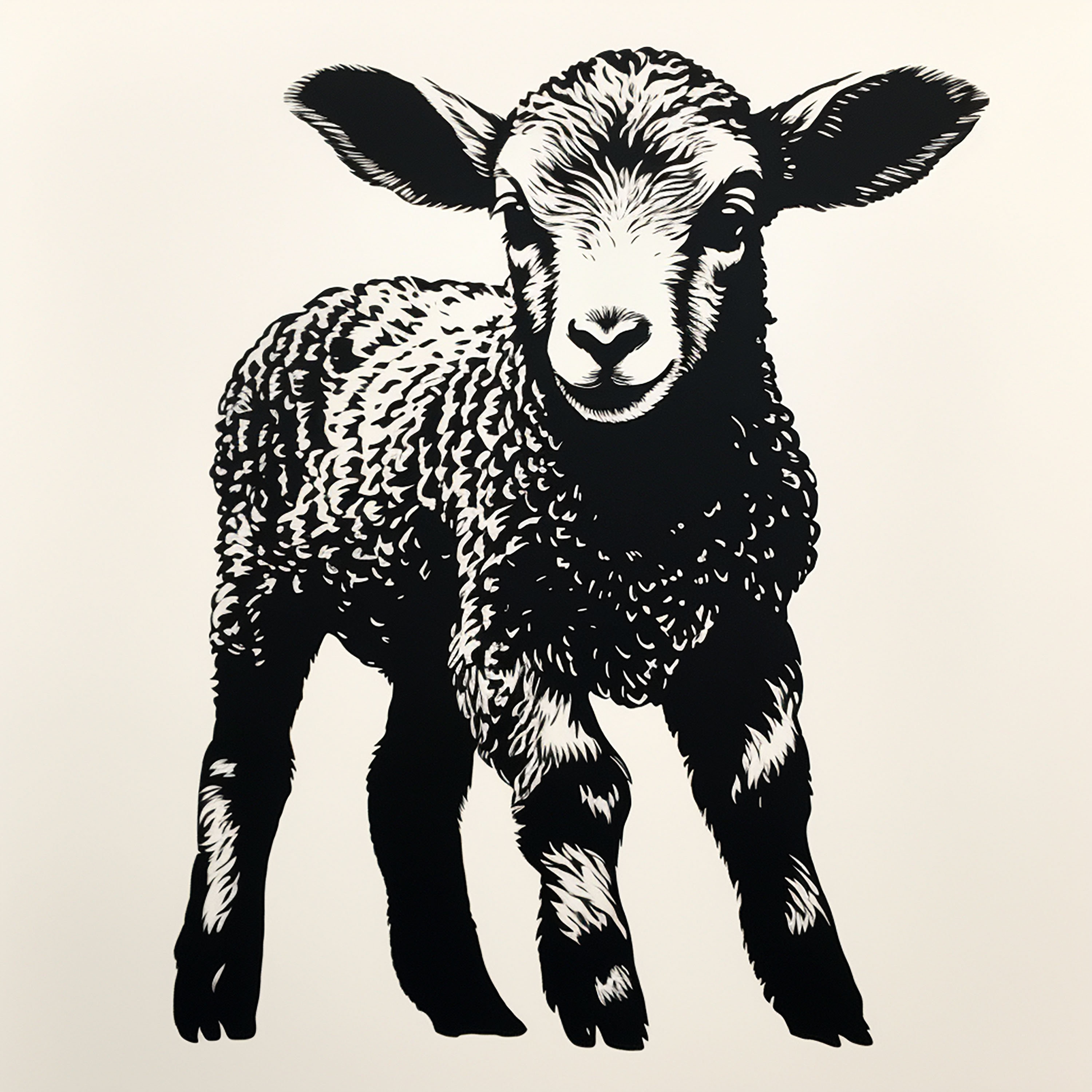 Lamb Solid Black Line Stencil, Printable Animal Clip Art for Sticker ...