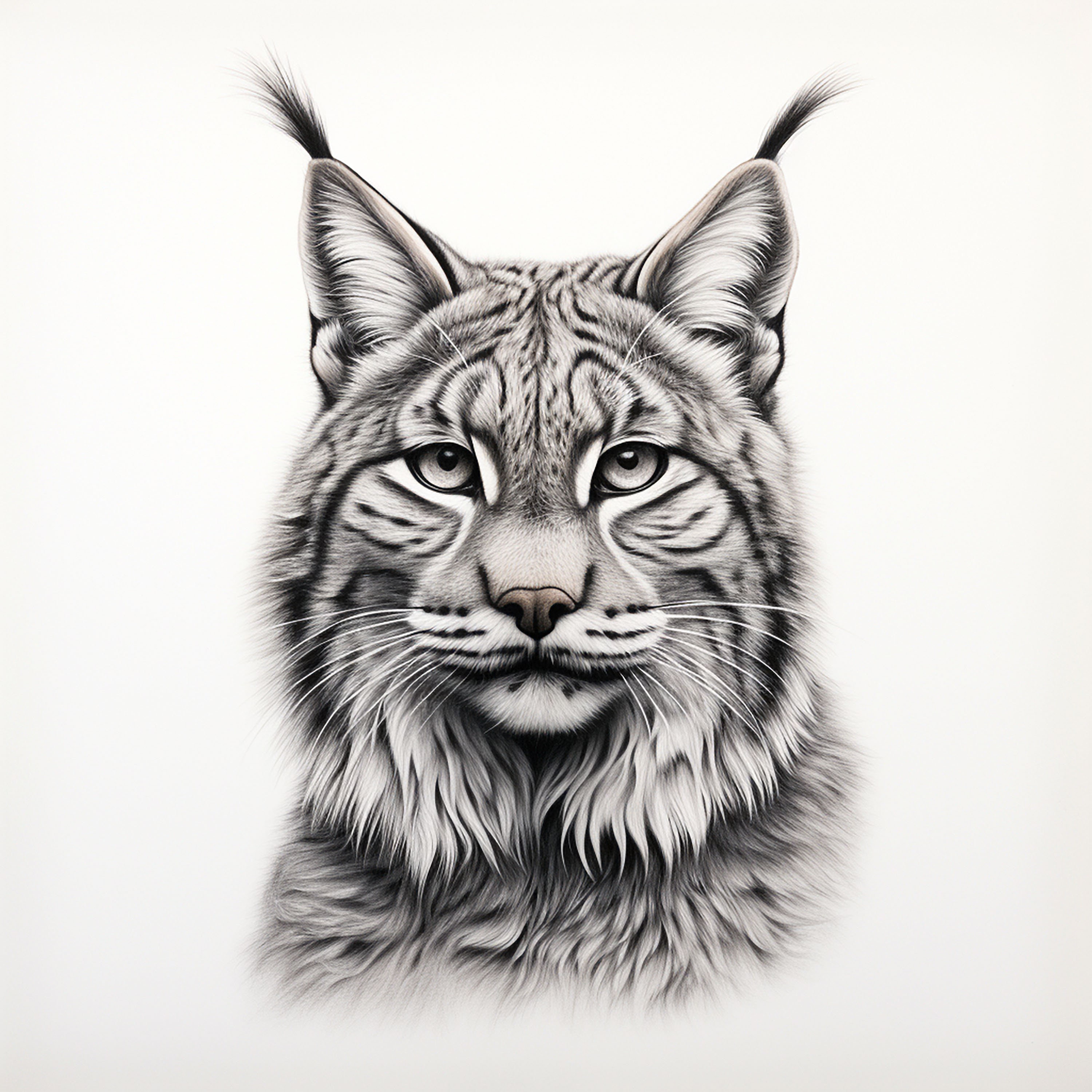 Bobcat Fine Line Realistic Clip Art, Printable Wildlife Cat Image for ...