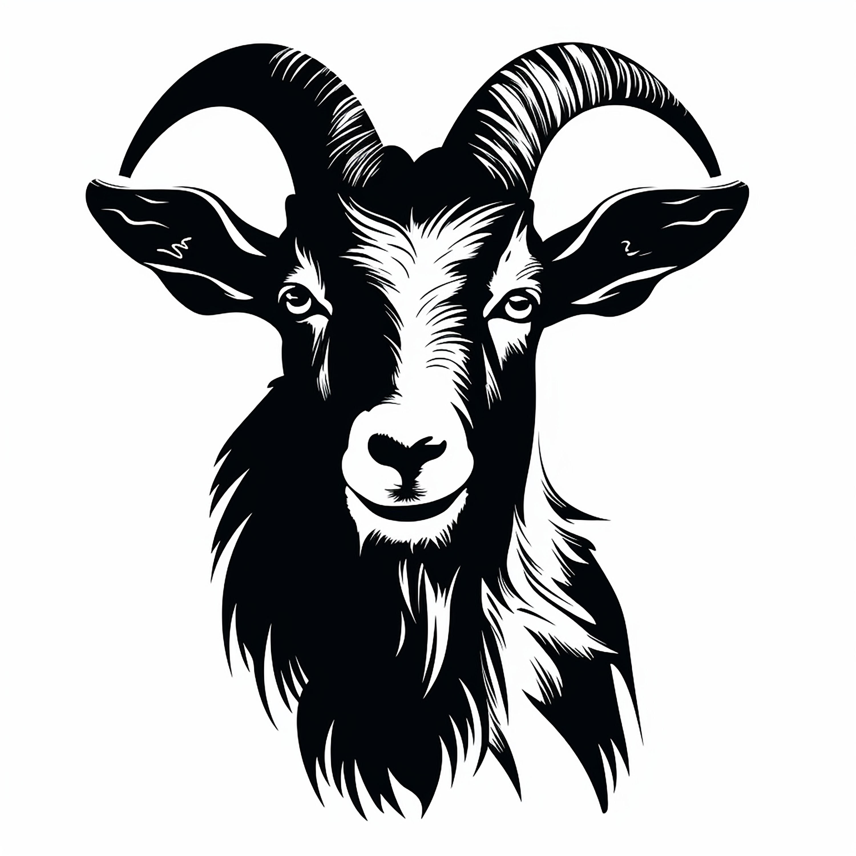 Goat Black Line Art: Stencil, Logo, Tattoo Design (digital Download) - Etsy