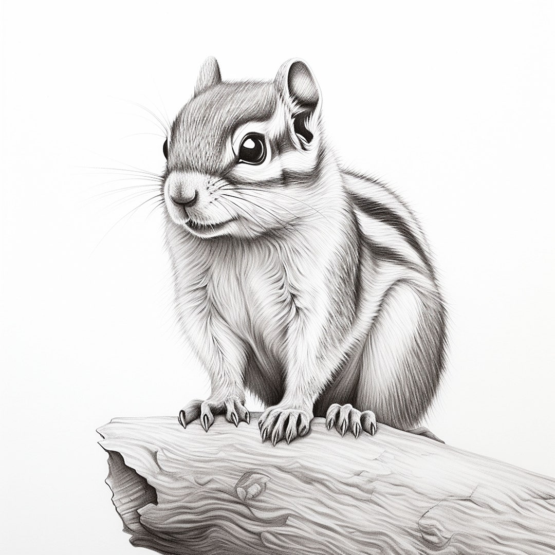 Chipmunk Portrait: Realistic Wildlife Image (PNG, JPEG) - Etsy