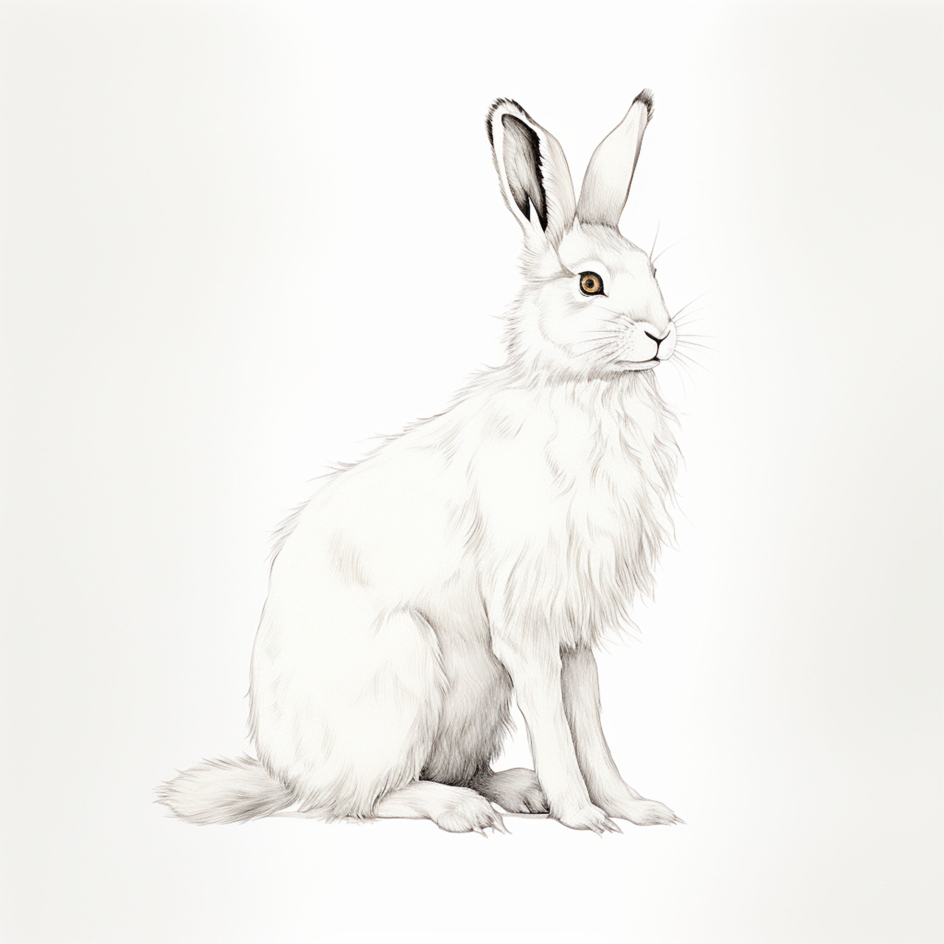Snowshoe Hare Illustration, Printable Rabbit Portrait for Sticker, Logo ...