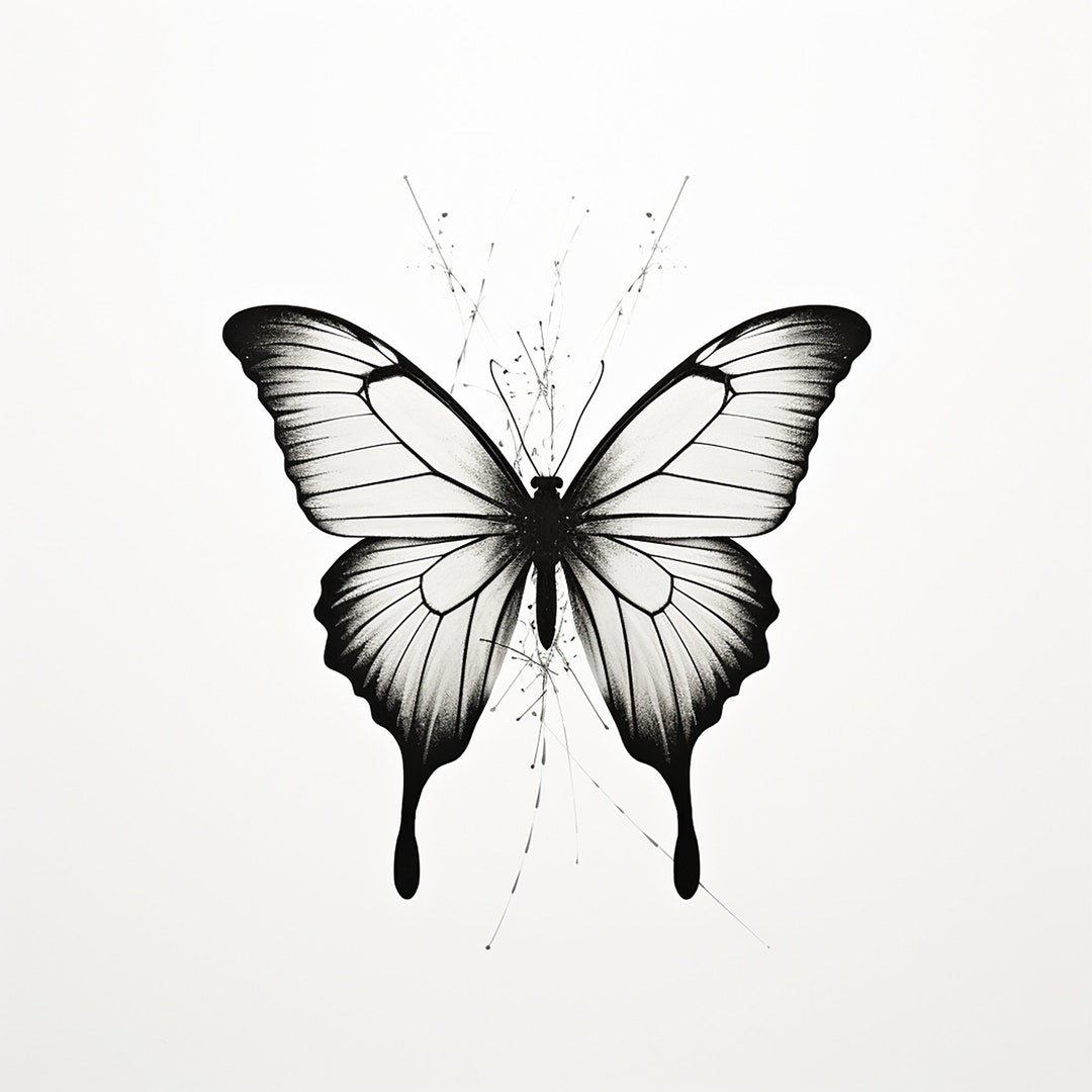 Simple Minimalist Butterfly Clip Art, Printable Bug Illustration for ...