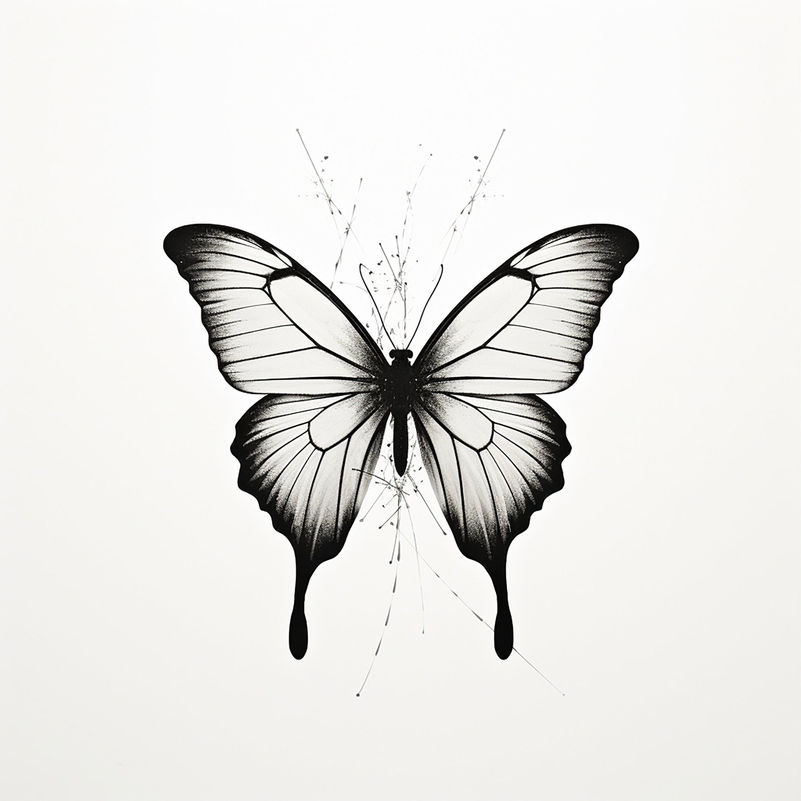 Simple Minimalist Butterfly Clip Art, Printable Bug Illustration for ...