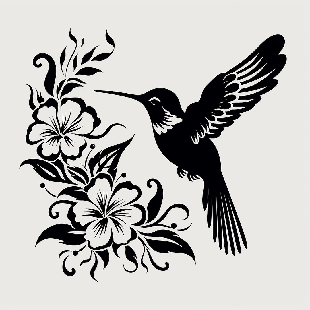 Hummingbird Floral Border Clip Art: Stencil, Logo, Tattoo (PNG, JPEG ...