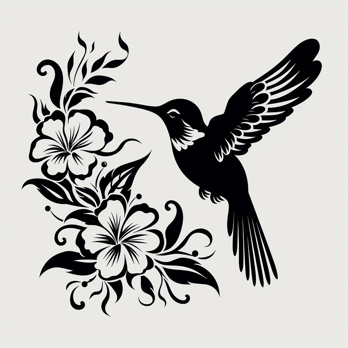 Hummingbird Floral Border Clip Art: Stencil, Logo, Tattoo (PNG, JPEG ...