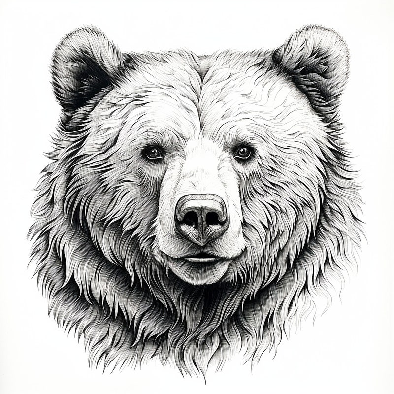 Bear Line Drawing - Etsy