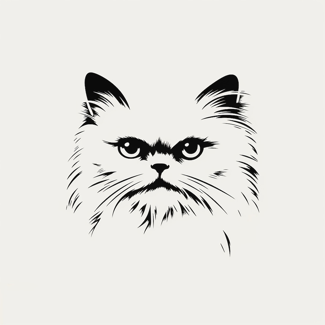 Simple Cat Stencil Printable Persian Cat Svg for Sticker - Etsy