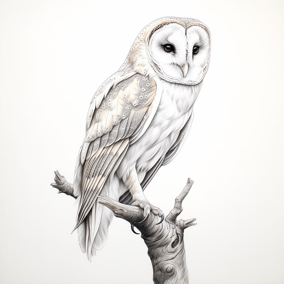 Barn Owl Fine Line Portrait: Printable Stencil, Logo, Tattoo (digital ...