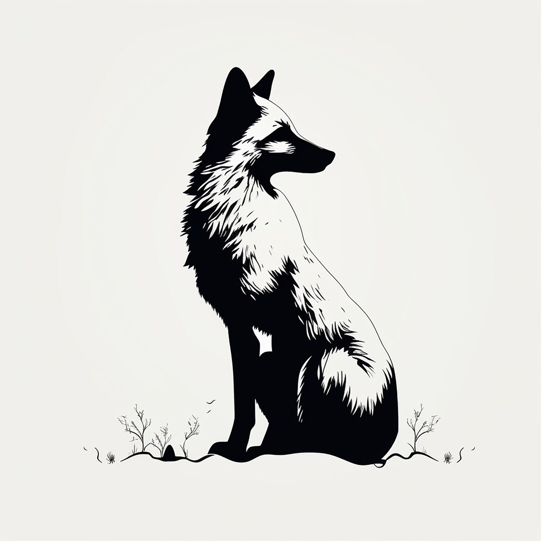 Fox Simple Black Line Stencil, Printable Wildlife Animal Image for ...