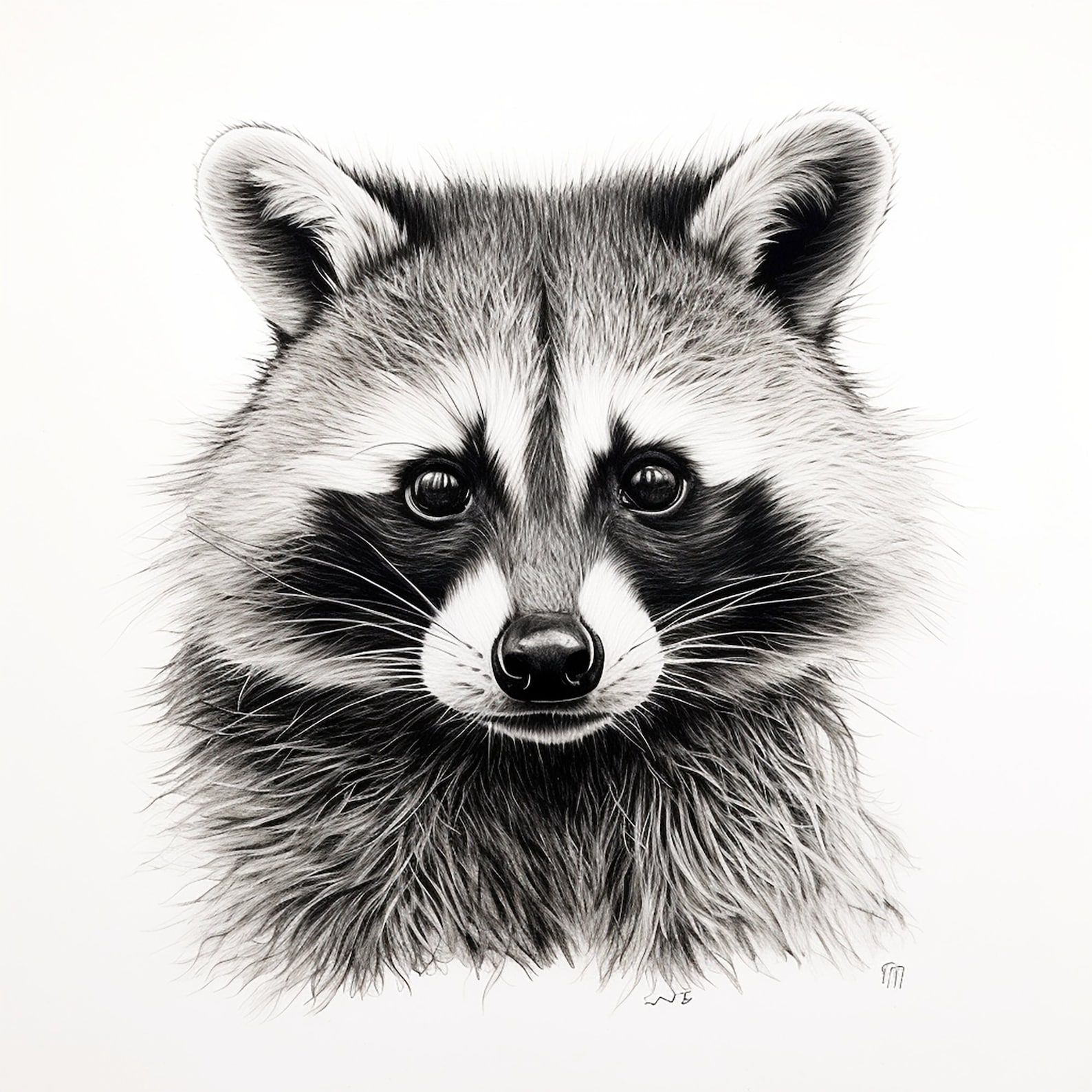 Raccoon Fine Line Illustration Wildlife Animal Clip Art - Etsy
