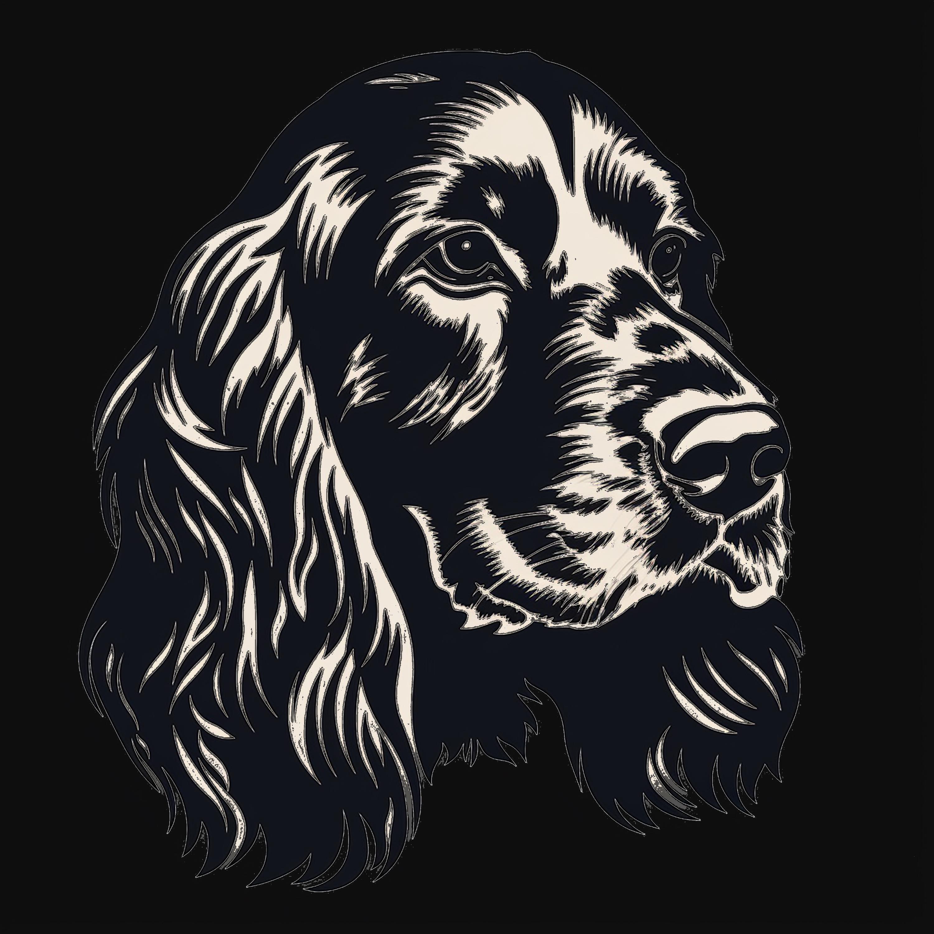 Cocker Spaniel Black Line Art: Printable Dog Stencil (digital Download ...