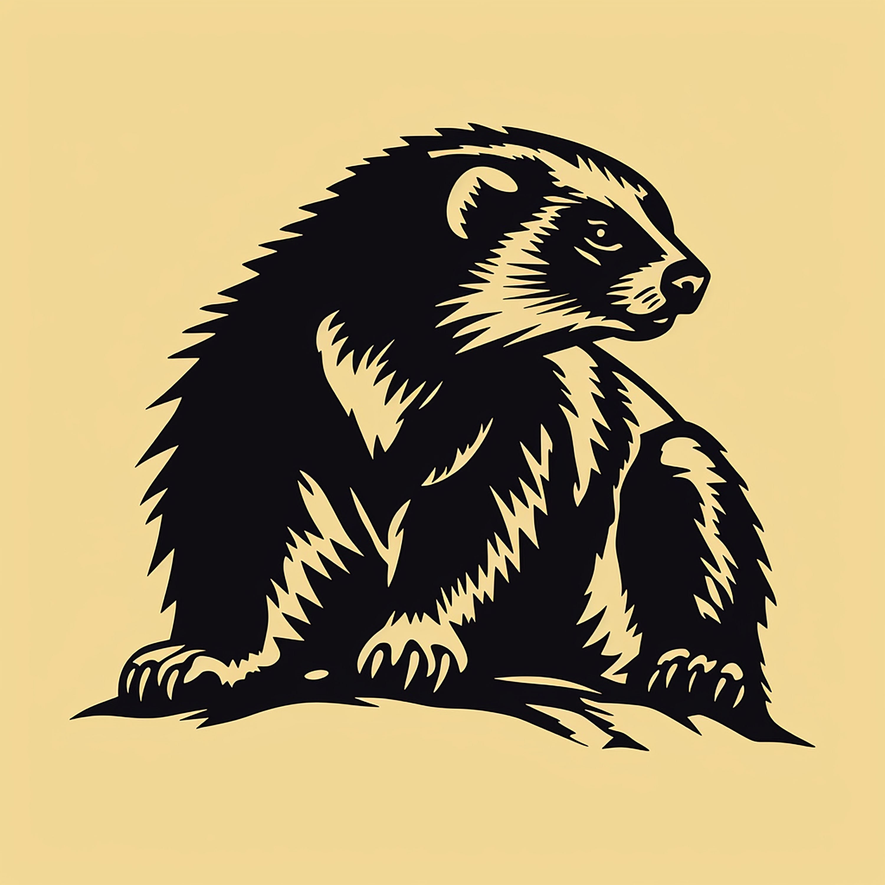 Honey Badger Clip Art, Printable Wildlife Animal Decal for Stencil ...