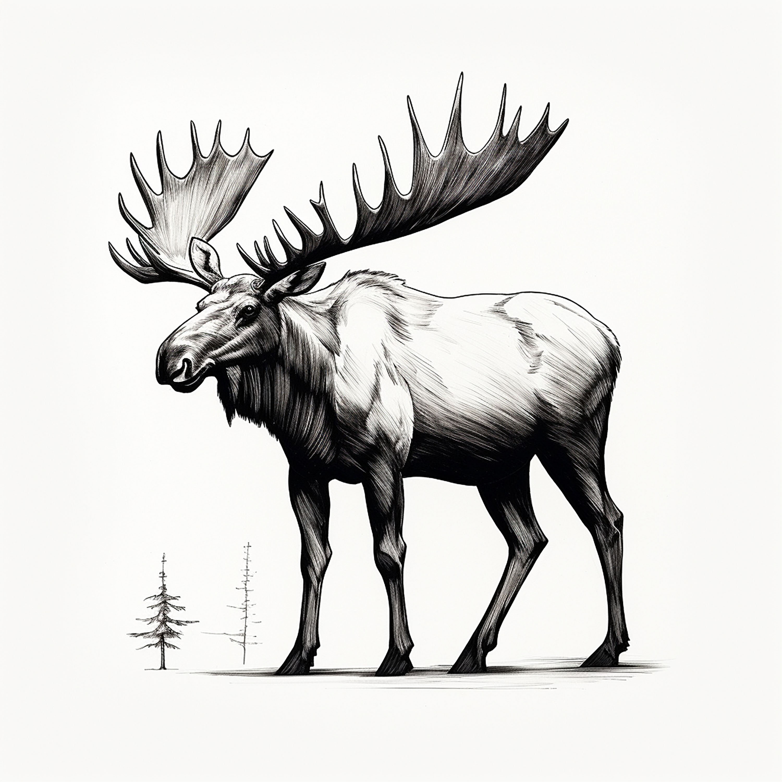 Moose Clip Art, Printable Wildlife Animal Decal for Sticker, Stencil ...