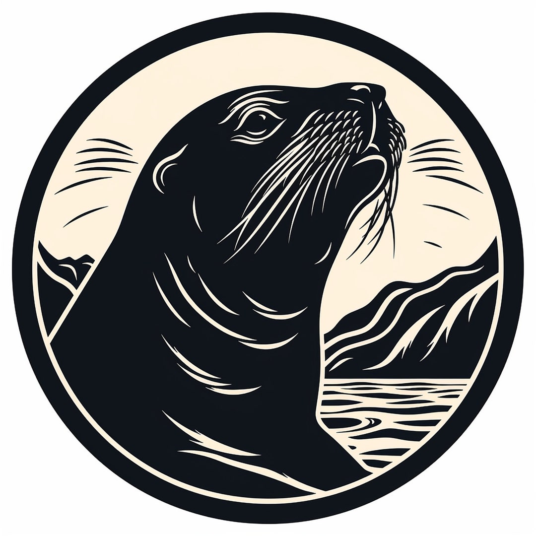 Sea Lion Clip Art Illustration, Sea Animal Wildlife Design, Printable ...