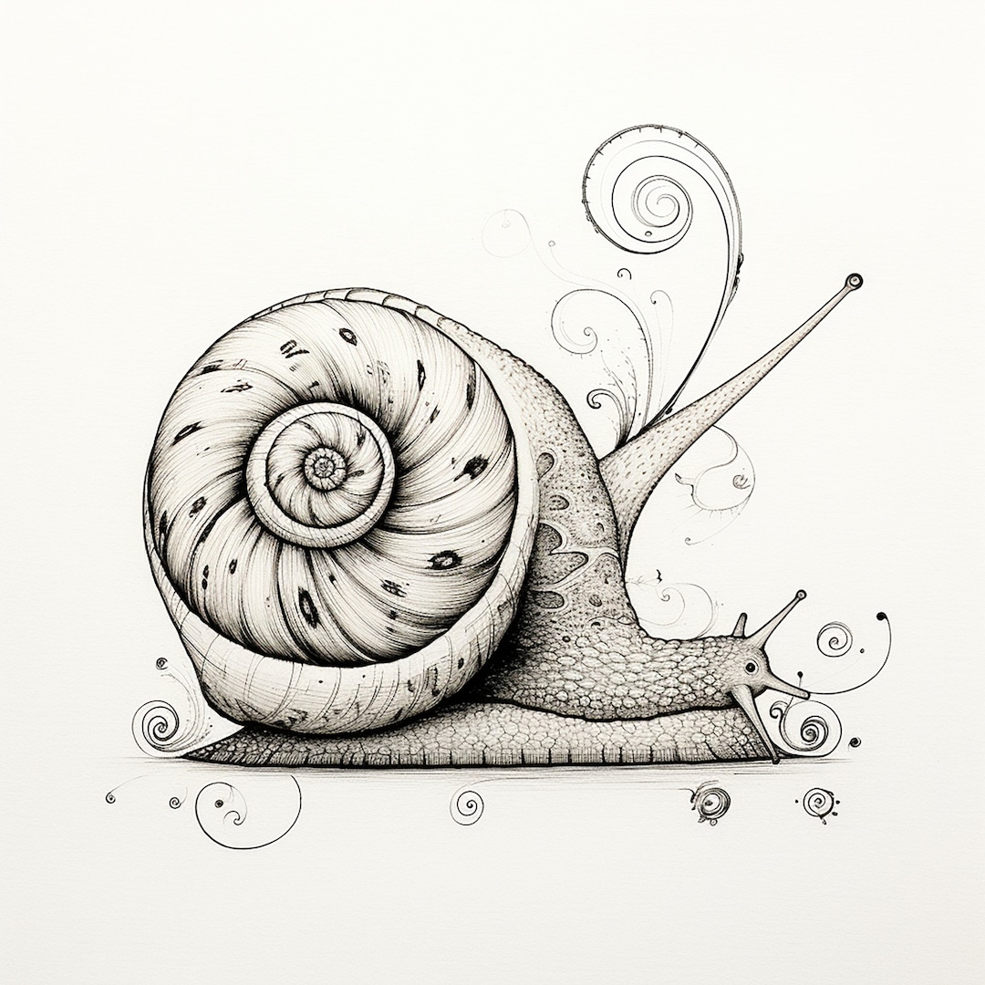 Snail Abstract Clip Art, Printable Wildlife Illustration for Coloring ...