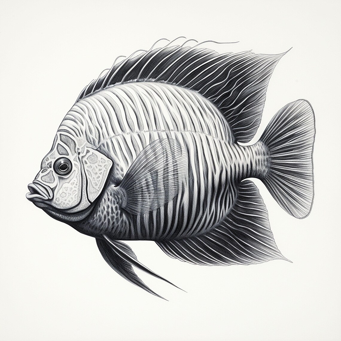 Angelfish Clip Art: Printable Fish Decal, Stencil, Logo (PNG & JPEG ...
