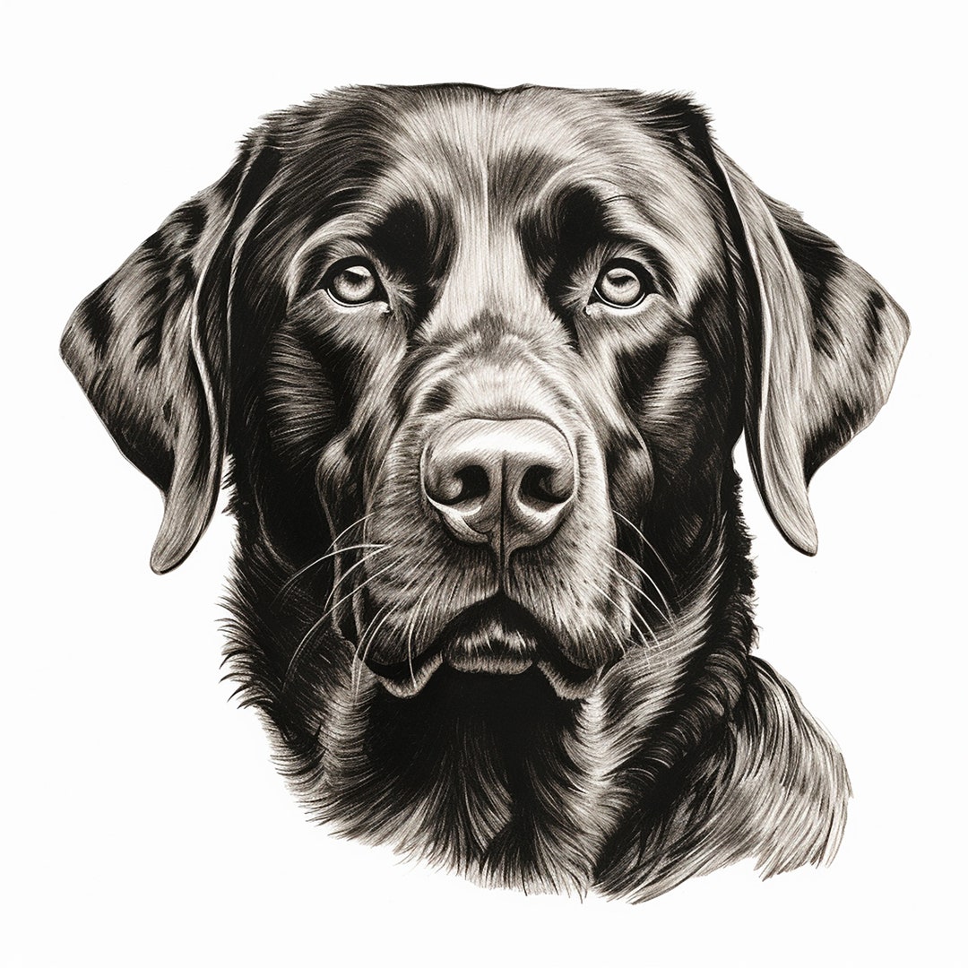 Chocolate Lab Fine Line Pet Portrait, Printable Dog Image for Sticker ...