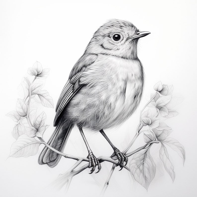 Robin Decal, Printable Realistic Bird Coloring Page, Sticker, Stencil ...
