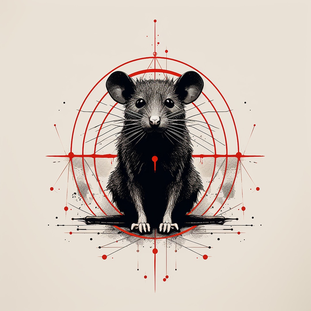 Rat With Target Illustration: Stencil, Logo, Tattoo (digital Download ...