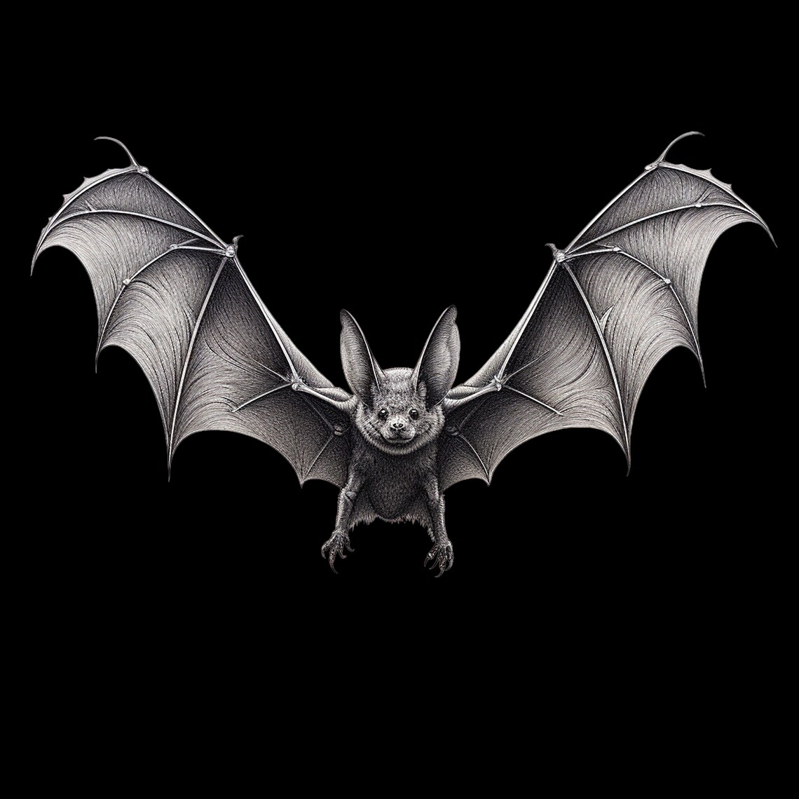 Flying Bat Pencil Drawing: Wildlife Animal Image (digital Download) - Etsy