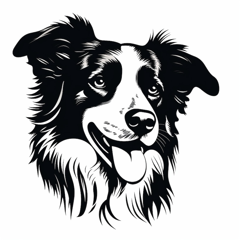 Border Collie Black Line Clip Art, Printable Simple Dog Decal for ...